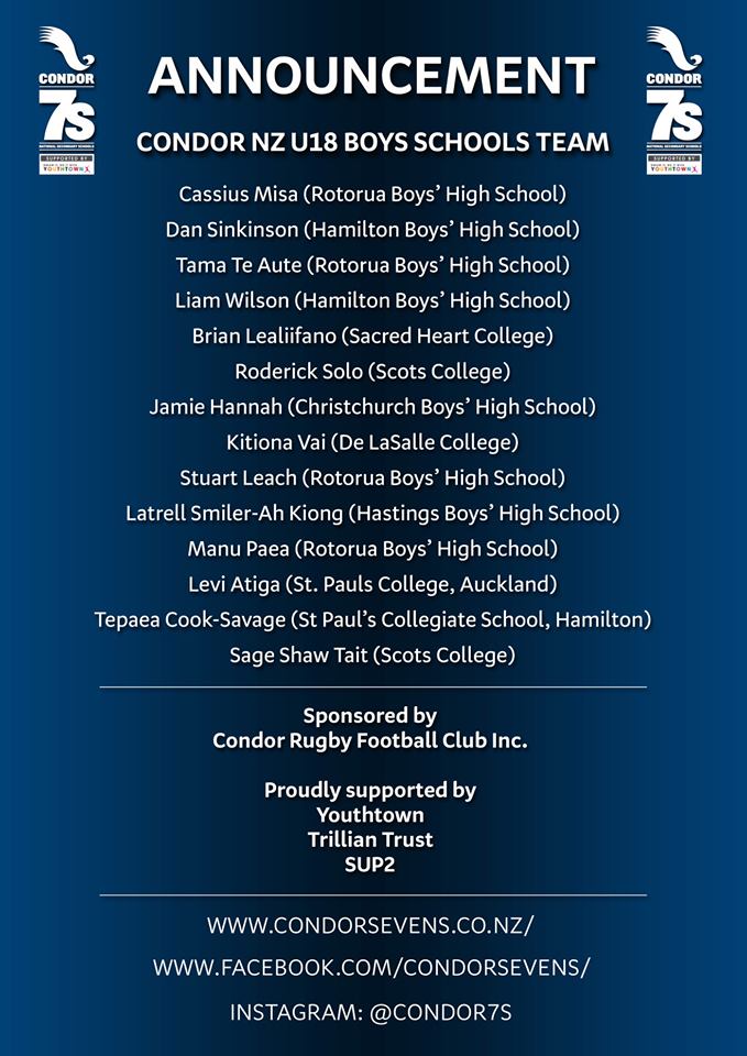 Condor 7's announce World School's Tournament team - Waikato Secondary ...